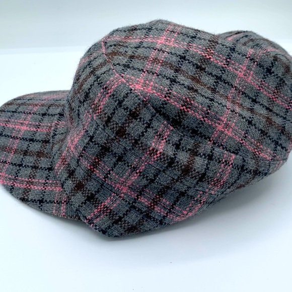 pop | Accessories | Y2k Style 200s Plaid Hat 30 Wool Gray And Pink ...